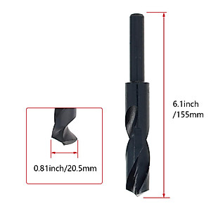 Utoolmart 20.5mm Reduced Shank Drill Bit HSS 6542 Black Oxide with 1/2 Inch Straight Shank 1pcs
