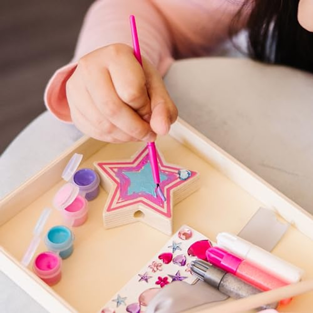 Melissa & Doug Created By Me! Paint & Decorate Your Own Wooden Princess Wand Craft Kit, Pink - Great For Rainy Days, Toys For Kids Ages 4+