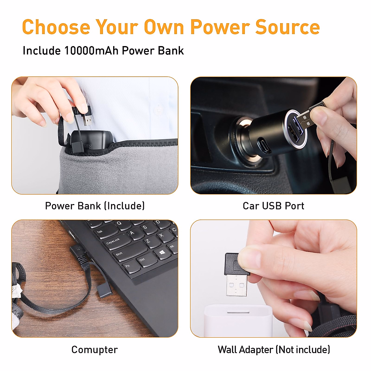 Runjoy Portable Heating Pad, Cordless and Rechargeable Heating Pad with 10000mAh Battery, 3 Heat Settings, Fast Heating and Adjustable Strap for Back Pain, Cramps, Neck and Shoulders