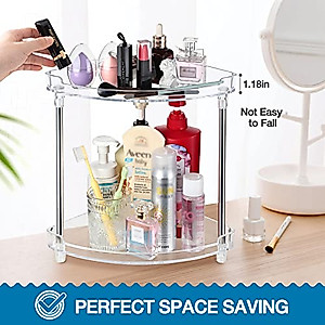 KPX Bathroom Makeup Organizer, Acrylic Cosmetics Storage Holder Rack Kitchen Utility Vanity Countertop Shelves for Room Organizers, Make Up, Home School, Dorm Room Office Essentials