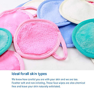 Nugilla Reusable Makeup Remover Pads, 18 Packs Microfiber Face Cloth with a Washable Laundry Bag, Reusable Rounds Towels for Face Cleaning, Soft Facial Rounds Wipes Eyes/Lips Clean for Women Gifts