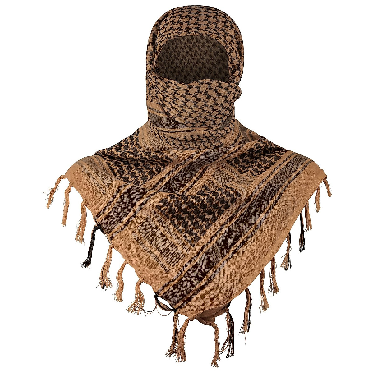 Aonal Military Shemagh Tactical Desert Scarf, 100% Cotton Keffiyeh Neck Head Scarf Wrap for Men Women,A-tan