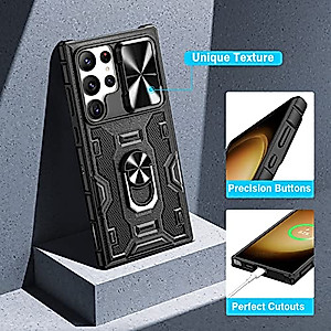 VEGO for Galaxy S23 Ultra Case with Kickstand, Slide Camera Cover & Rugged Belt Clip Holster Full-Body Drop Tested Protective Case for Samsung Galaxy S23 Ultra 6.8 Inch (2023 New Released) - Black