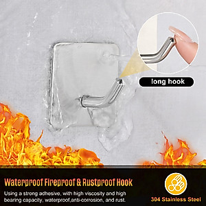 Yaocom 8 Pieces Emergency Fire Blanket Hook Self Adhesive Hooks Small Metal Hooks Stick on Stainless Steel Bathroom Hanger for Hanging Home Bathroom Kitchen Door Emergency Fire Blanket Towel, Silver