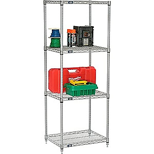 Nexel 18" x 24" x 63", 4 Tier, NSF Listed Adjustable Wire Shelving, Unit Commercial Storage Rack, Silver Epoxy, Leveling feet