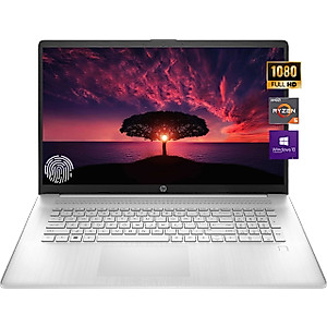 HP 17.3'' FHD IPS Display Business Laptop, AMD Ryzen 5 5500U Processor, Windows 10 Pro, 16GB RAM, 512GB SSD, Wi-Fi, Bluetooth, Webcam, Fingerprint Reader, Long Battery Life, Durlyfish