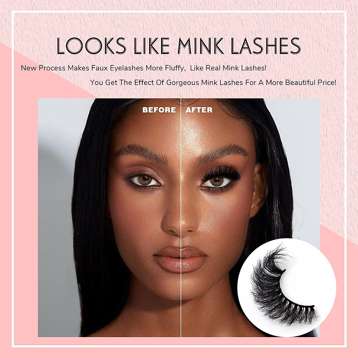 royaomis Fluffy Mink Lashes 20mm Cat-Eye Faux Mink Eyelashes 10 Pairs, 8d Dramatic Long Thick Volume Fake Eyelashes by Royaomis(Z67)