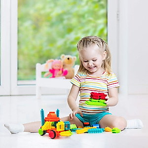 PicassoTiles Hedgehog Interlock Building Blocks Tiles 120pcs+112pcs, Construction Toy Set Learning Playset STEM Toy Set Stacking Educational Kit Child Brain Development Preschool Kindergarten Toy