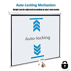 60 inch Projector Screen Pull Down 4:3 16:9 Movie Projection Screen, Auto-Locking Portable Projection Screen for 4K HD - Manual Projector Screen Roll for Indoor Outdoor Home Theater