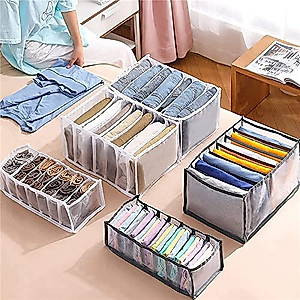 Aoser Wardrobe Clothes Organizer（2pcs）, 7 Grids Washable Organizer, Jeans Compartment Storage Box, Closet Organizers (2pcs Grid)
