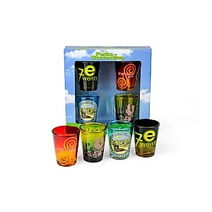 Surreal Entertainment Parks and Recreation Location Logos 4 Piece Shot Glass Set