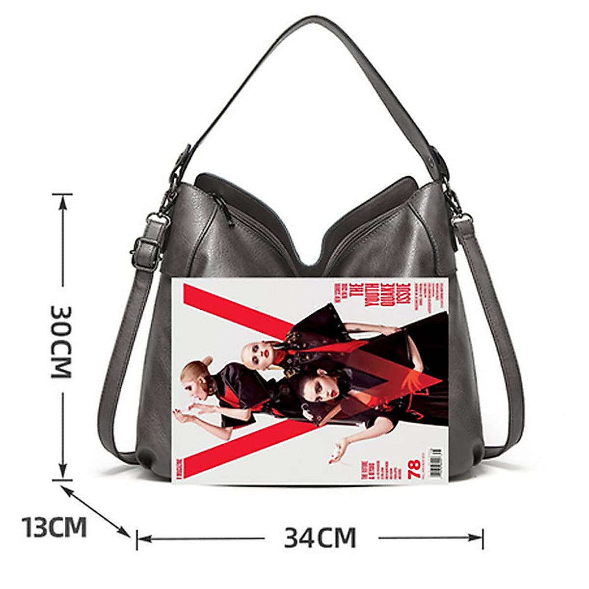 IBLUE Hobo Purses and Handbags for Women, Faux Leather Shoulder Bag Large Crossbody Bags with Tassel#1357 (Red)