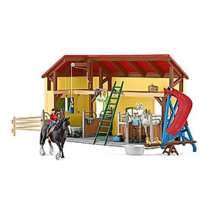 Schleich Farm World, 30-Piece Playset, Farm Toys and Farm Animals for Kids Ages 3-8, Horse Stable 10.5 x 49 x 34.5 cm