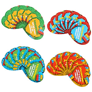 JOYIN Building Blocks Prefilled Hearts with Valentine Day Cards,Valentine Train Toys for Kids Party Favor, Classroom Exchange Prize Supplies, Valentine’s Gifts