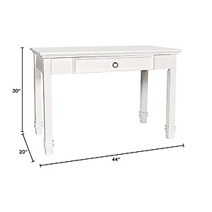 New Classic Furniture Tamarack Solid Wood Writing Desk with Drawer, White