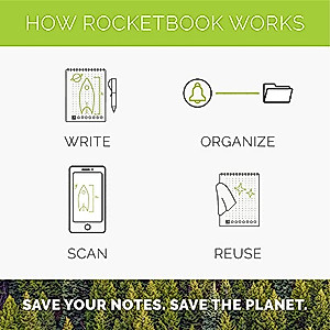 Rocketbook Orbit Legal Pad Letter - Smart Reusable - Black, Lined/Dot-Grid