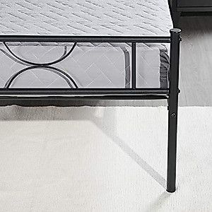 FurnitureR Twin Size Metal Slat Bed Frame Mattress Foundation, Heavy Duty Platform with Headborad and Under Bed Storage, No Box Spring Needed, Support Non-Slip, Black