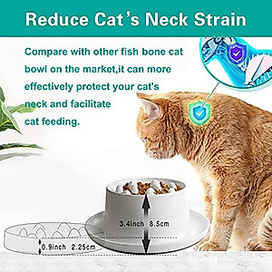 Raised Slow Feeder Cat Bowl, Fish Pool Design Elevated Slow Feeder Dog Bowls, Fun Interactive Bloat Stop Cat Slow Feeder Dry Food, Reduces Neck Burden Slow Down Eating Anti Vomiting Non-Slip No Spill