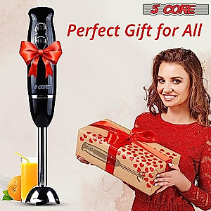 5 Core Handheld Blender, Electric Hand Blender 8-Speed 500W, Immersion Hand Held Blender Stick with Food Grade Stainless Steel Blades for Perfect for Smoothies, Puree Baby Food & Soup