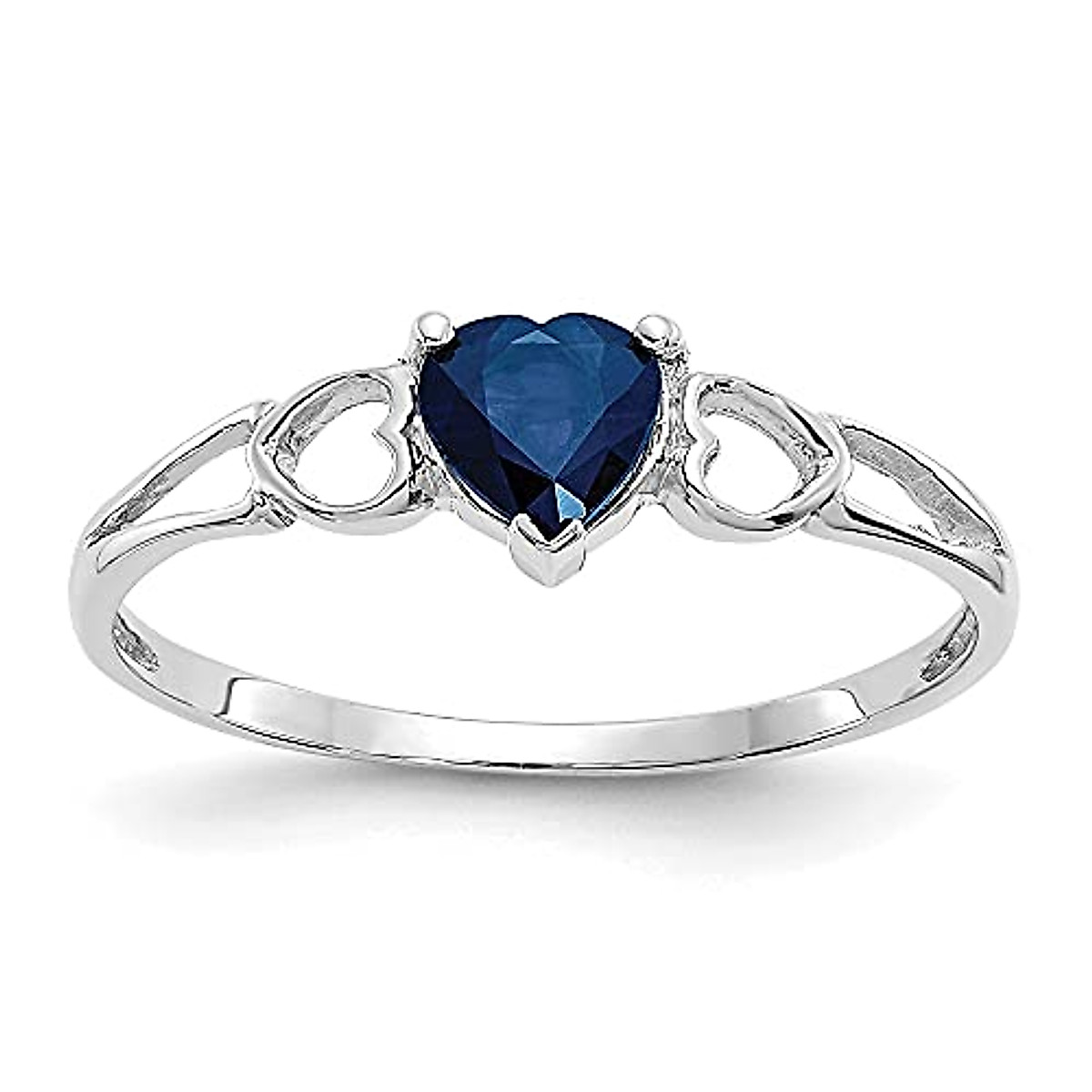 IceCarats 10K White Gold Blue Sapphire Heart Love Ring Gemstone Band September Birthstone Jewelry Size 6