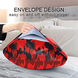 Black Red Camouflage Pillow Covers Silk Pillowcase for Hair and Skin with Envelope Closure Satin Pillowcase Standard Size Pillow Case for Hot Sleepers Bed Women Boys Girls (20x30 Inch)