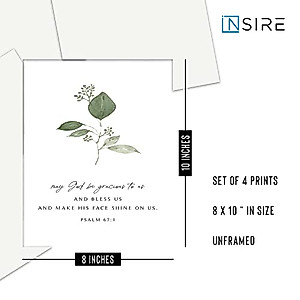 Psalms Scripture Wall Art Christian Posters, Christian wall art - Set of 4 (8x10") Bible Verses Wall Decor Bible Verse Wall Art Christian Wall Decor Christian Art Bible Scripture Wall Decor - Unframed