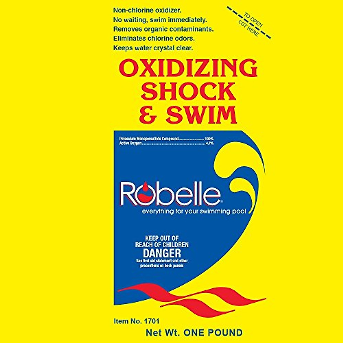 Robelle 1701-12 Oxidizing Shock and Swim Monopersulfate Non-Chlorine Pool Shock, 1-Pound, 12-Pack
