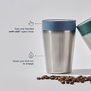 Circular & Co Stainless Steel Coffee Cup - 16oz - Insulated Reusable Travel Mug - Made from Recycled Stainless Steel - 100% Leakproof Coffee Mug - Fully Lockable 360 Drinking - Insulated for 6 Hours