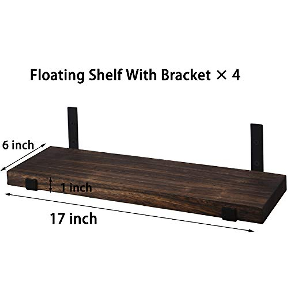 HXSWY Rustic Wood Floating Shelves for Wall Farmhouse Wooden Wall Shelf for Bathroom Kitchen Bedroom Living Room Set of 4 Dark Brown
