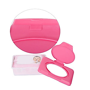 Afco Wet Tissue Storage Box Plastic Case Car Office Wipes Holder with Buckle Lid Pink