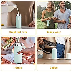 Exllena Mini Water Bottle 5oz, Small Insulated Water Bottle for Hot&Cold Drinks, Small Thermos with Carry Handle - 100% Leakproof Perfect for School, Travel...(Mint)