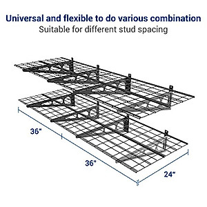 FLEXIMOUNTS 2' x 6' Black 2-Pack 2x6ft 24-inch-by-72-inch Wall Shelf Garage Storage Rack, 24" x 72"