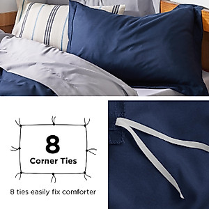 Bedsure Duvet Cover Twin/Twin XL Size - Soft Double Brushed Bedding Set for Kids & Adults, Zipper Closure, 2 Pieces, Includes 1 Duvet Cover (68"x90") & 1 Pillow Sham, NO Comforter, Navy Blue