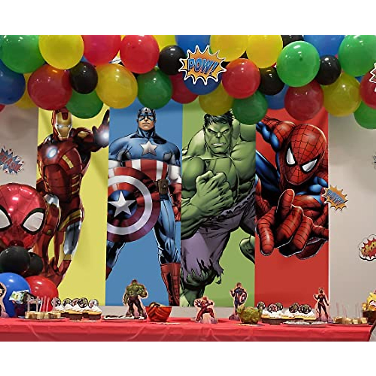 Hero Backdrop for Boy Birthday Party Super City Red Hero Anime Iron Photography Background 7x5ft Children Bday Party Supplies Baby Shower, 7x5FT(210x150CM)