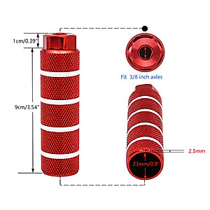 OUTLEYNY Bike Pegs, 3/8 inch - 26 Teeth Aluminum Alloy Bike Pegs Anti-Skid Foot Pedals BMX Pegs Rear Axles Stunt Pegs 2Pcs