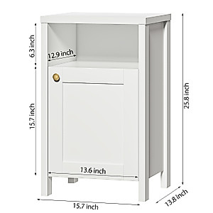 furtble Nightstands Set of 2, Modern Bedside Table, Sofa End Table with Storage Shelf, Narrow Nightstand, Wooden Bedside Furniture for Bedroom, White