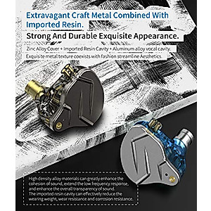 erjigo KZ ZSN Pro Dynamic Hybrid Dual Driver in Ear Earphones Detachable Tangle-Free Cable Musicians in-Ear Earbuds Headphones (Blue Without Mic)