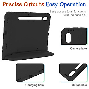 Kids Case for Samsung Galaxy Tab S7/S8 11" (2020/2022), Techcircle Handle Stand Lightweight EVA Foam Bumper Protective Rugged Drop Protection Child Proof Cover for Galaxy Tab S8/S7 SM-X700/T870, Black