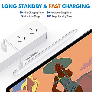 Stylus Pen for iPad with Palm Rejection& Fast Charge, Apple Pencil Compatible with (2018-2023) Apple iPad Pro (11/12.9 Inch),iPad Air 3/4/5,iPad10/9/8/7/6, iPad Mini 5/6