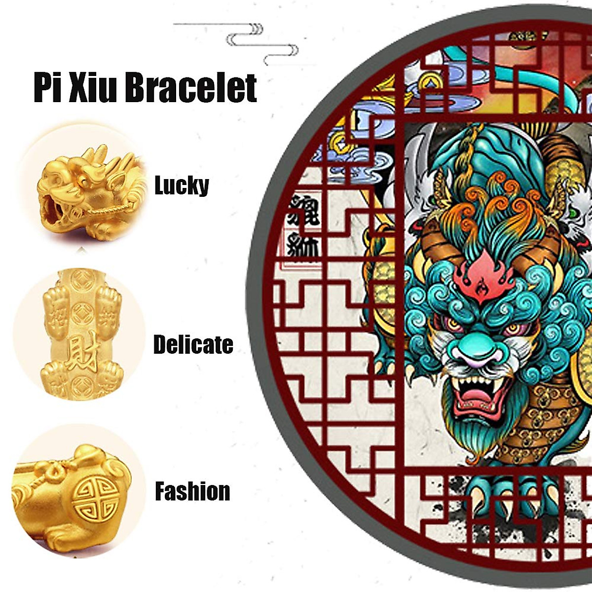 SOOWOOT 3Pcs Feng Shui Black Obsidian Bracelets Set - Good Luck Amulet Dragon Lucky Charm Pi Xiu Pi Yao Attract Wealthy bracelets for women men