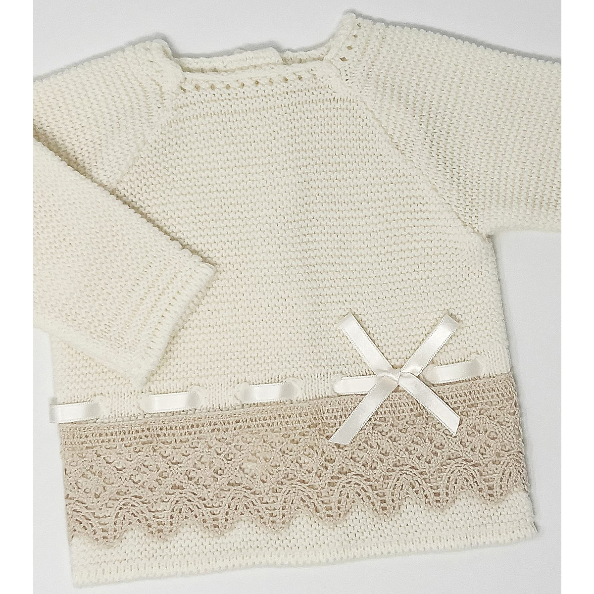 Escalett Layette Newborn Baby Knitted Clothes Set, Coming Home Infant Knit Outfit for Boys and Girls (1136, Beige, Newborn)