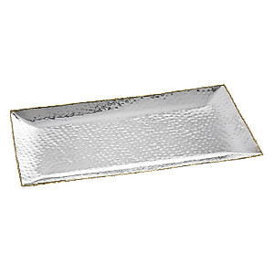 Godinger Hammered Rectangular Tray with Gold Border 14"x8"