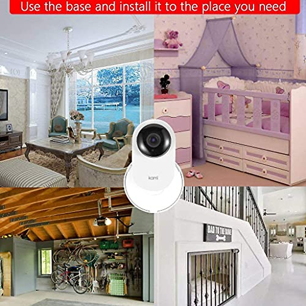 Aboom Upgraded Wall Mount Bracket for Kami Yi Security Home Camera 3 Baby Monitor ，No-Hole Needed, Customized Stand for YI Camera Designed by USA (NOT Included Camera) (Pack of 2)