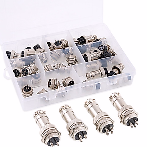 Hilitchi 40-Pieces 2 3 4 5 Pin 16mm Thread Male Female Panel Metal Aviation Wire Wire Connector Plug Assortment Kit (2 Pin / 3 Pin / 4 Pin / 5Pin)