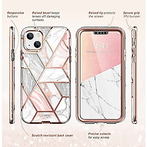 i-Blason Glitter Case for iPhone 14 Plus (6.7 Inches) Mobile Phone Case 360 Degree Case Bumper Protective Cover [Cosmo] with Screen Protector 2022 Edition (Marble)