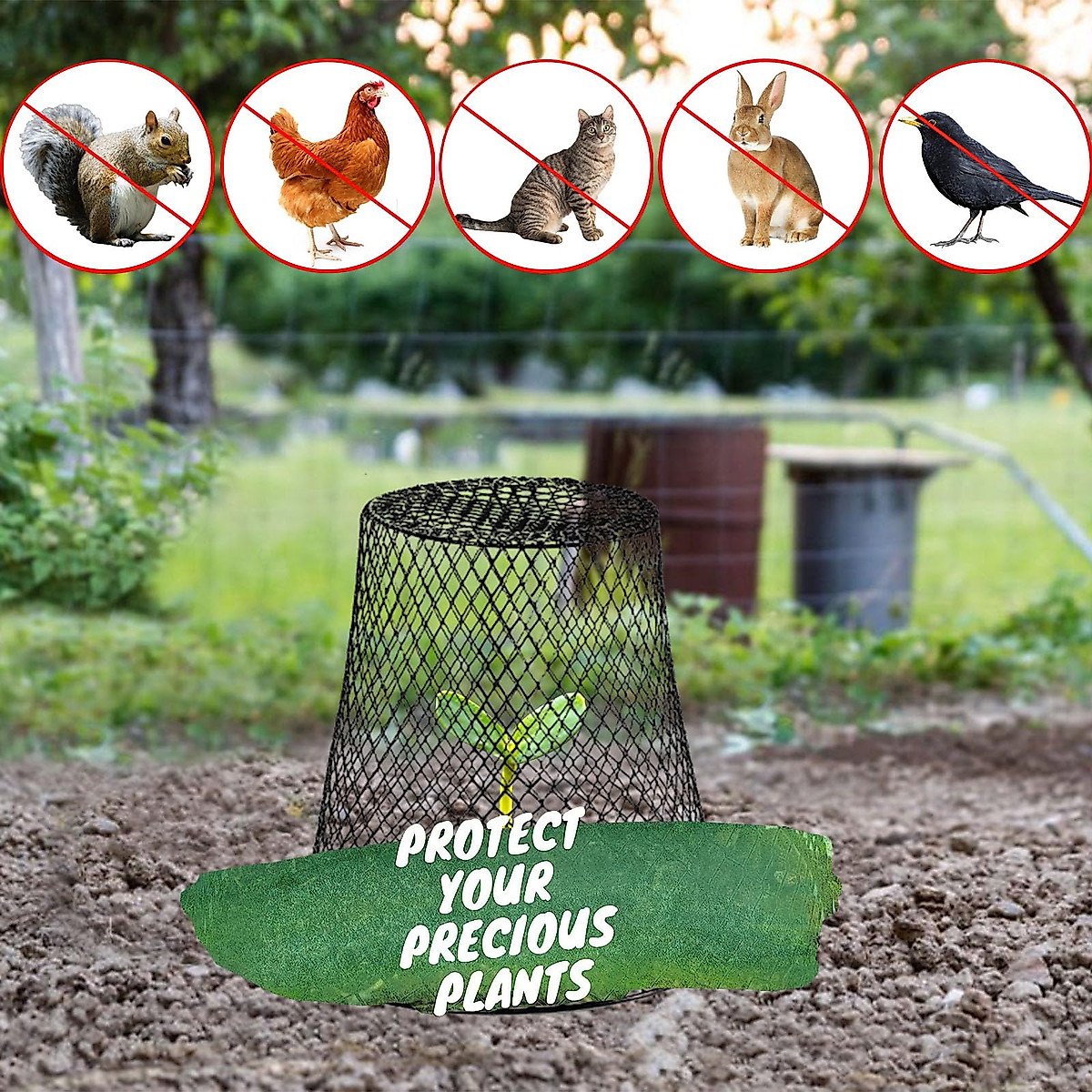 Garden Cloche, Sapbontchi 10 pieces Chicken Wire Plant Covers plant protectors from animals Chicken Wire Cloche Plant Protector Metal plant cages to keep rabbits out Bunnies Chicken Squirrels Bird out
