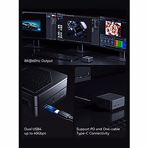 MINISFORUM EM780 Mini PC AMD Ryzen 7 7840U(8C/16T, up to 5.1GHz) 32GB RAM 1TB PCIe4.0 SSD Mini PC,1xHDMI/ 2xUSB4/ WiFi 6E/ BT5.3/ 3xUSB3.2/ 1x TF Card Slot/ 65W Gan Type-C Adapter Computer