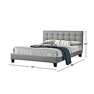 simple relax Grey Fabric Upholstered Bed, Cal. King Size