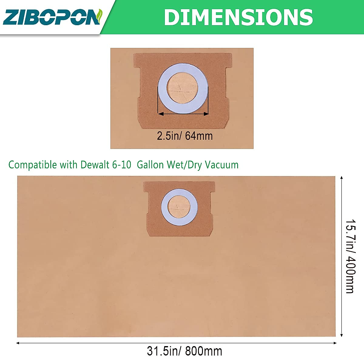5 Pack DXVA19-4101 Replacement Filter Bags for DEWALT 6-10 Gallon Wet/Dry Vacuum Models DXV06P, DXV09P, DXV10P, DXV10S