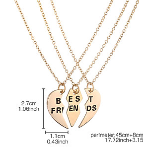 LUX ACCESSORIES Gold Tone Best Friends BFF Broken Heart Necklace Set (3pc)